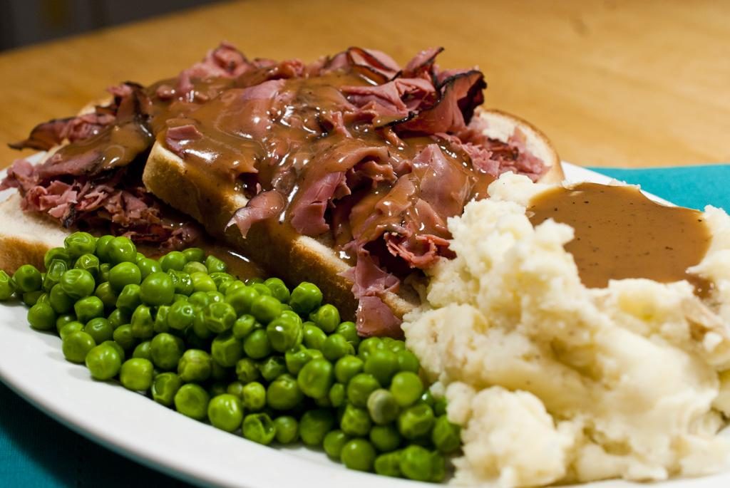 Open Face Hot Roast Beef Sandwich with Gravy